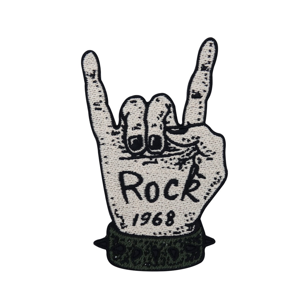 Iron-on Patch Metal Hand Rock Finger Corna 1968 | Mano Cornuta Patches ...