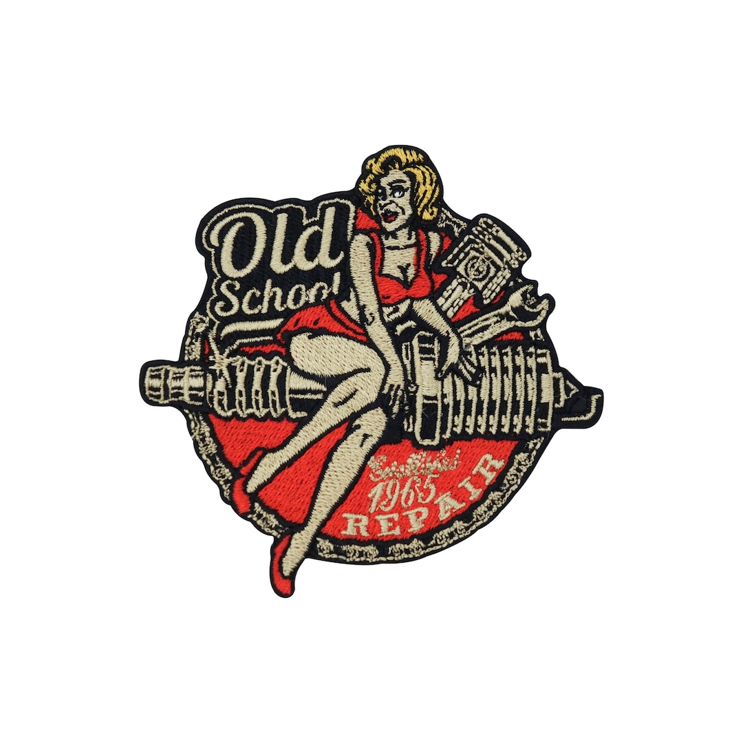 Iron-on Patch Old School Repair Biker for Leather Cowls Motorcycle Cowl ...