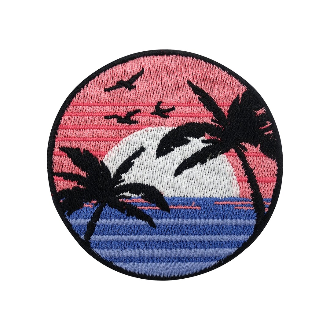 Patch Sunset at the Sea Patch to Iron on Beach Patches, Palm Trees Iron ...