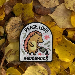 Peace, Love and Hedgehogs Iron-on Patch | Hedgehog Patches, Animal Iron-on Peace Patch Love ...