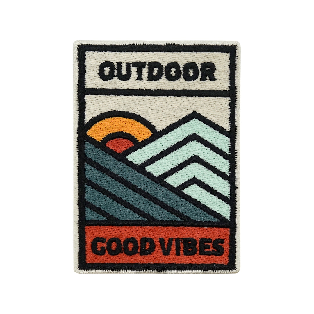 Patch for Ironing or Velcro Outdoor Vibes Mountain Patches, Nature Iron-on Patch, Hiker Iron-on ...