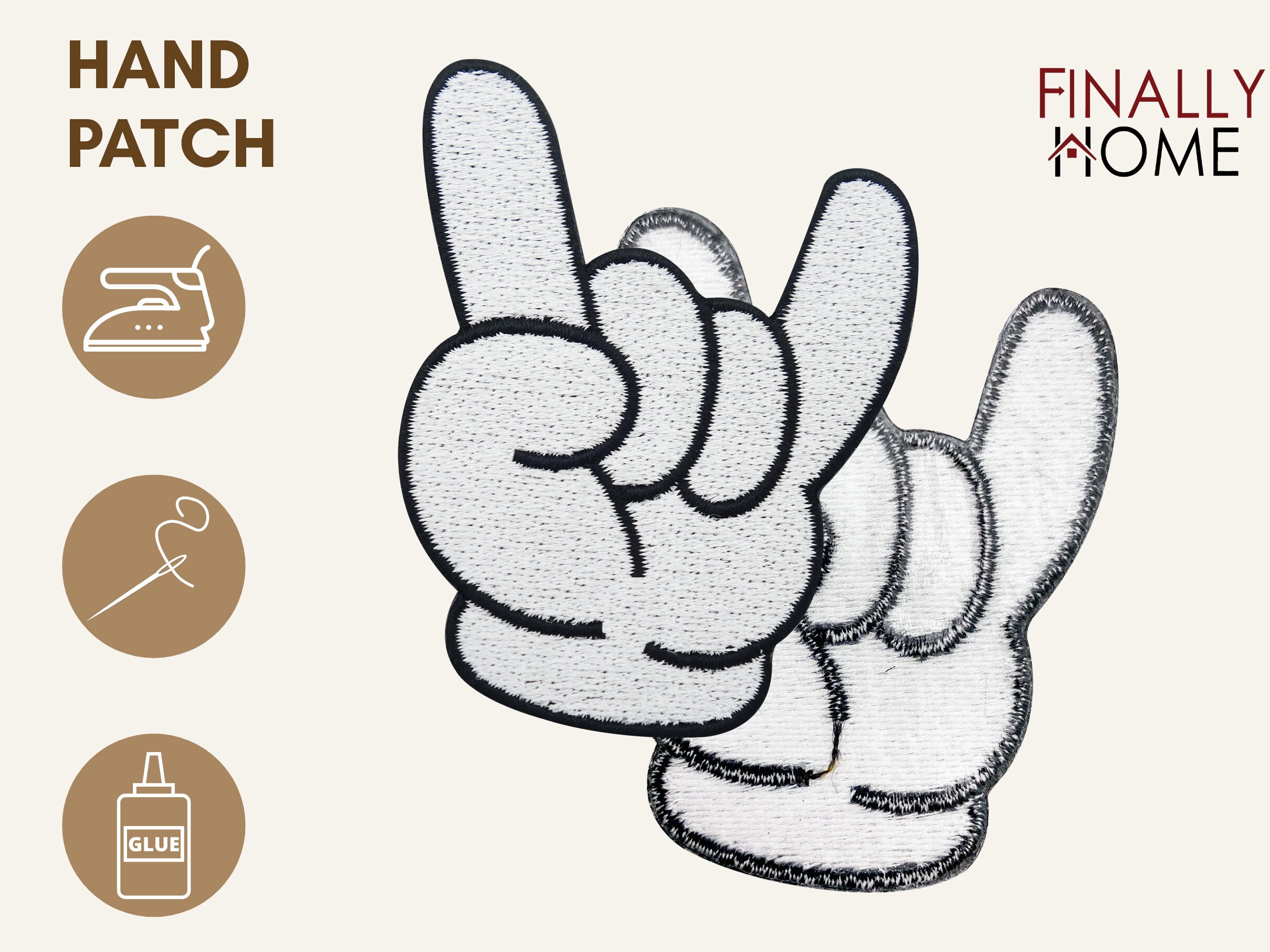 Iron-on Patch White Cartoon Hand Rocker Comic Patches - Etsy