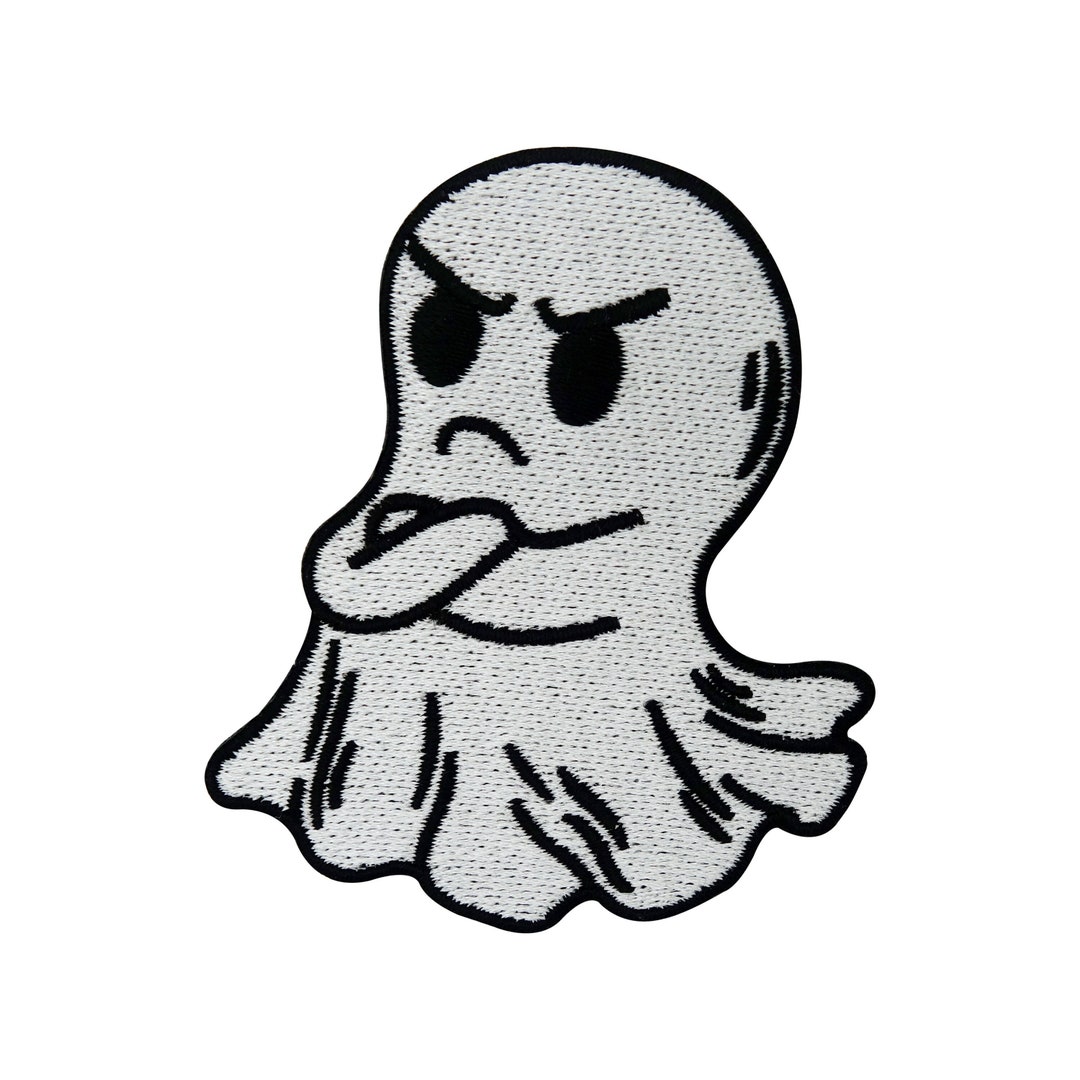 Iron-on Patch Angry Ghost Halloween Patches, Small Ghost Iron-on Patch ...