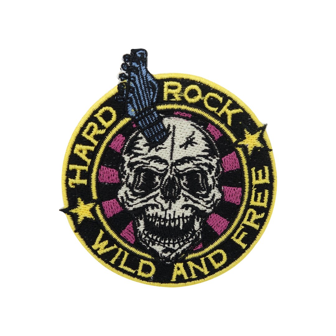 Iron-on Patch Hard Rock Wild and Free Skull | Rocker Patches, Guitar ...