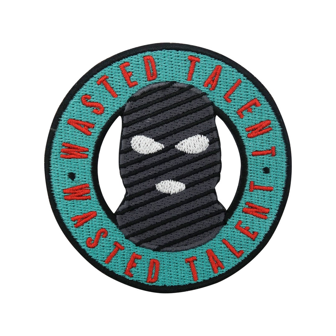 Iron-on Patch Wasted Talent Ski Mask Gangster Patches, Hip Hop Iron-on ...