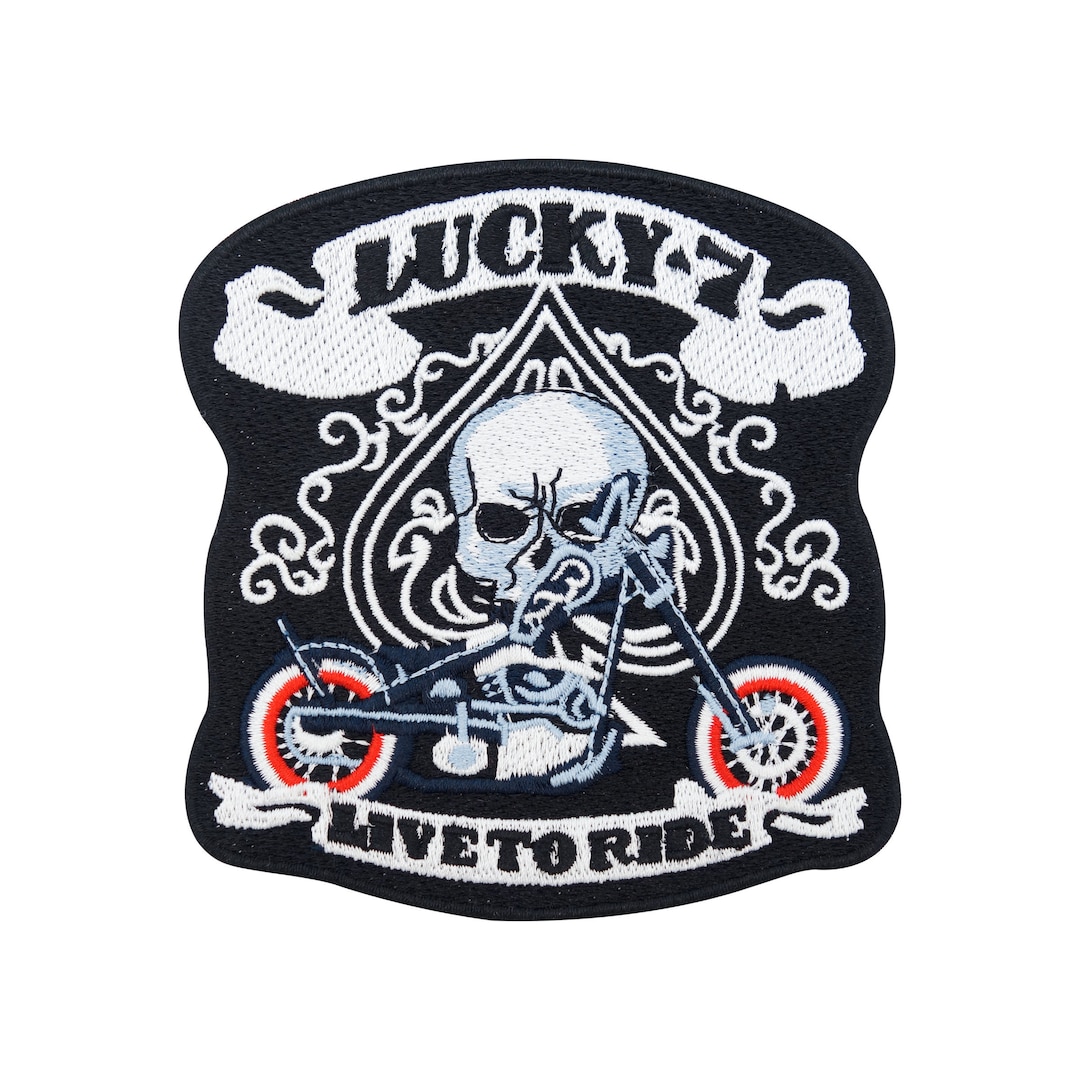 Iron-on Patch Live to Ride Motorcycle Skull Leather Jackets Bike ...