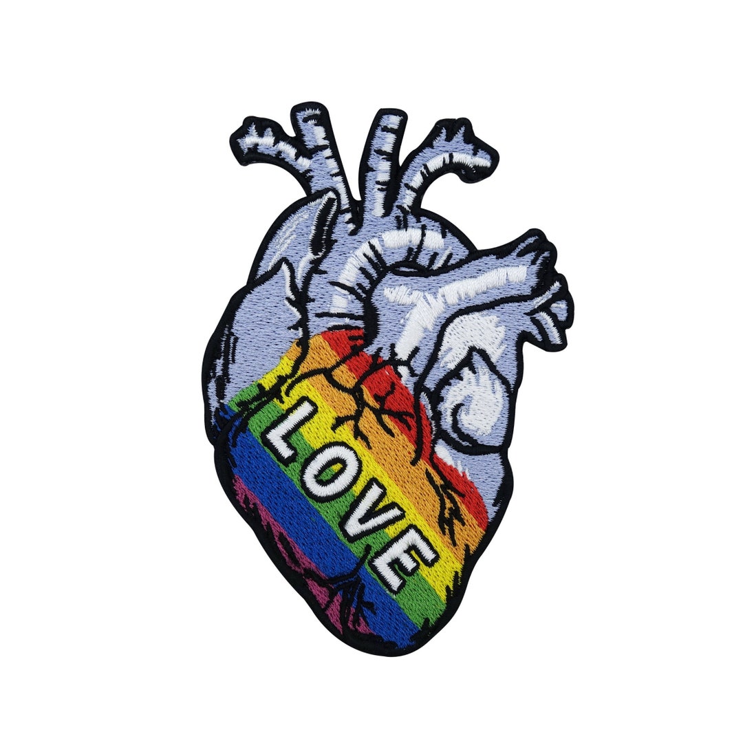 Patch to Iron on LGBT Love Heart Rainbow Patches, Gay Iron-on Patches ...