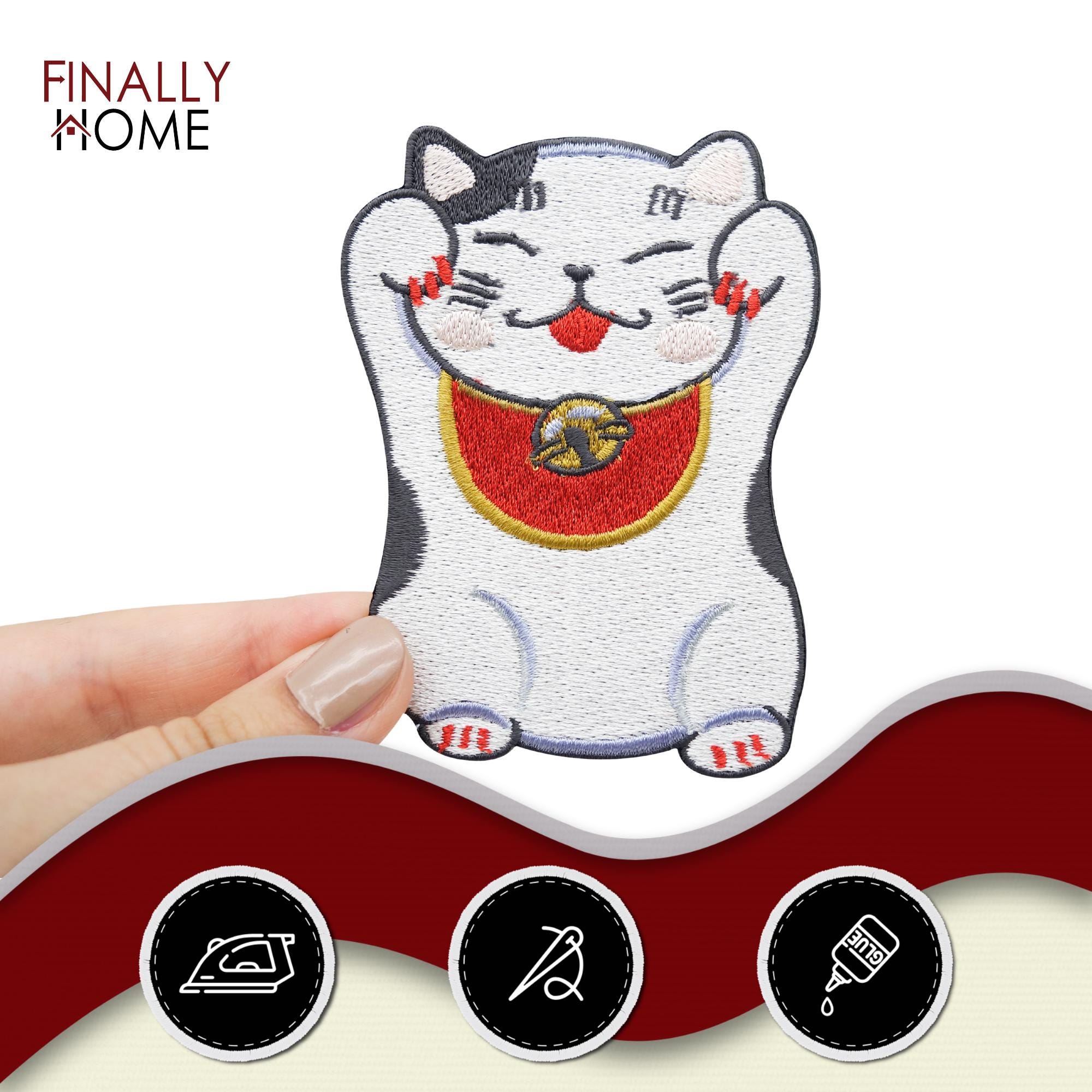 Iron-on Patch Chinese Lucky Cat | Kawaii Cat Patches Waving Cat Iron-on ...
