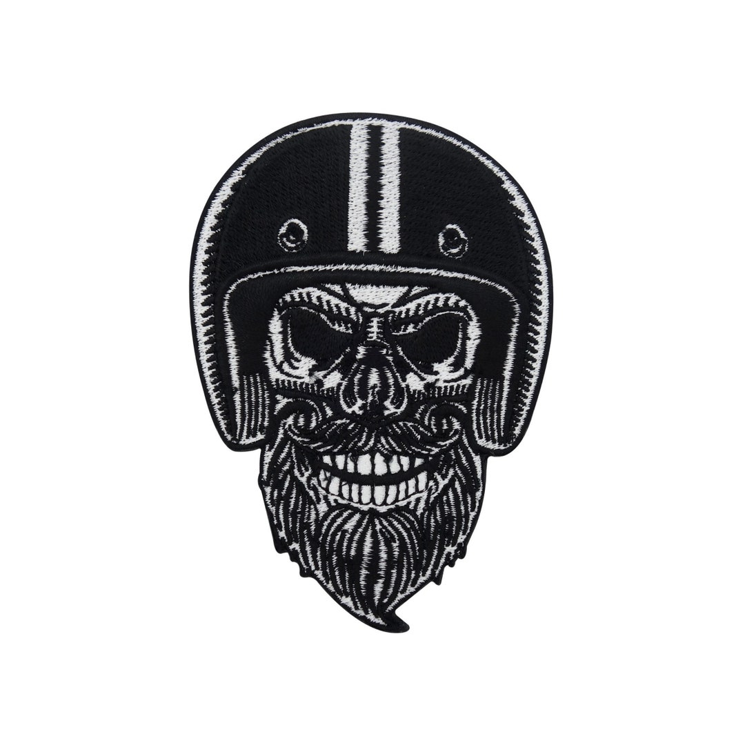 Iron-on Patch Bearded Biker Skull Patches Leather Vests, Skull Patches ...