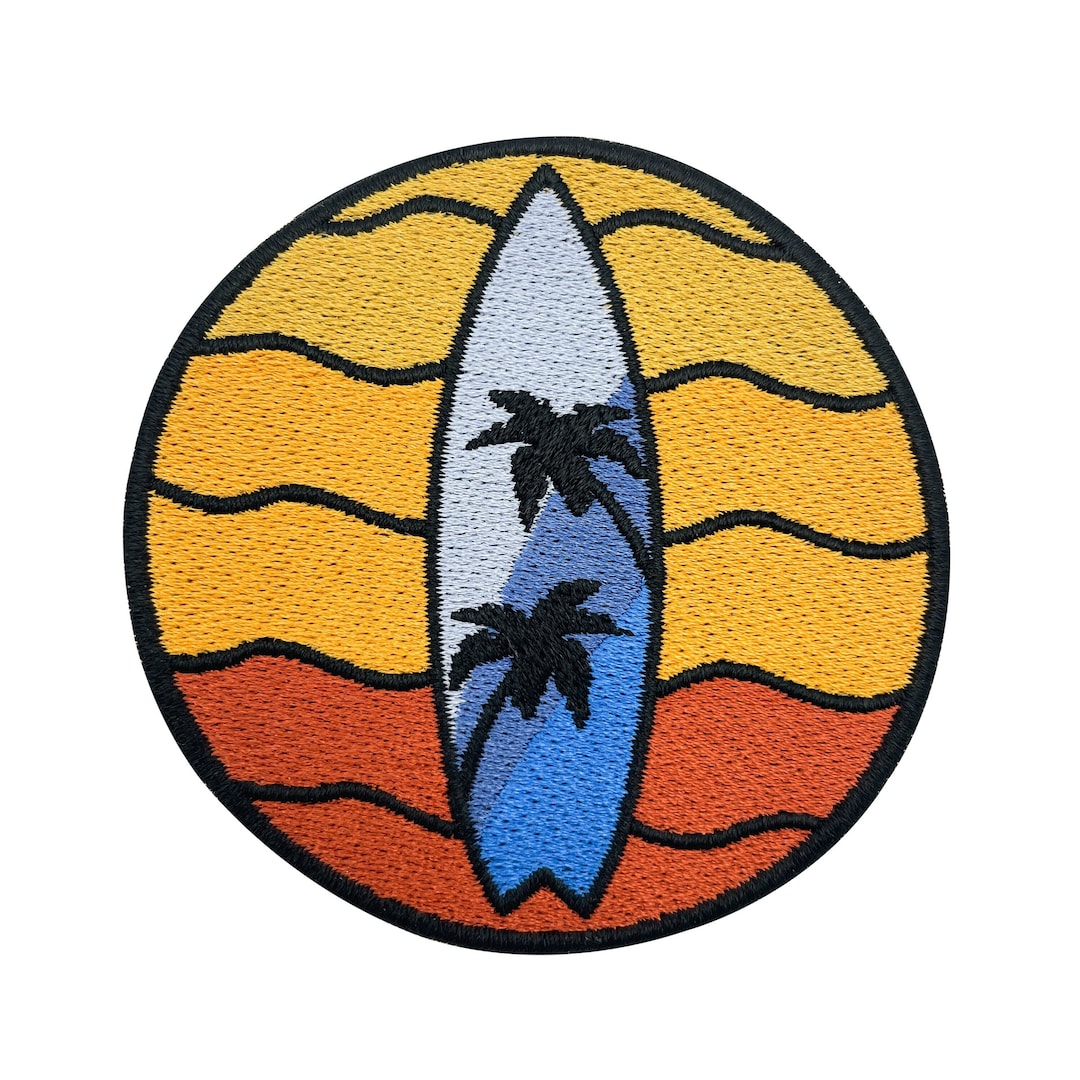 Iron-on Patch Sunset Surfboard Surfing Patches, Palm Trees Sea Beach ...