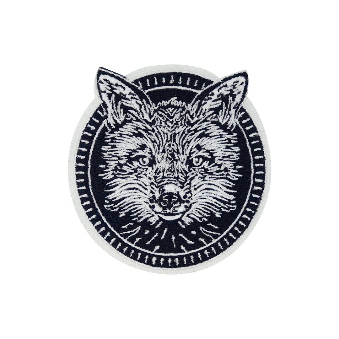 Patch to Iron on Black and White Fox Head Forest Animal Patches, Iron ...