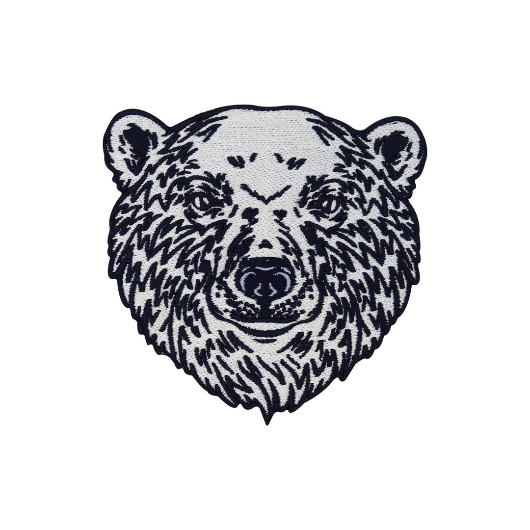 Iron-on Patch Large Polar Bear Head Animal Patches, White ICE Bear Iron ...