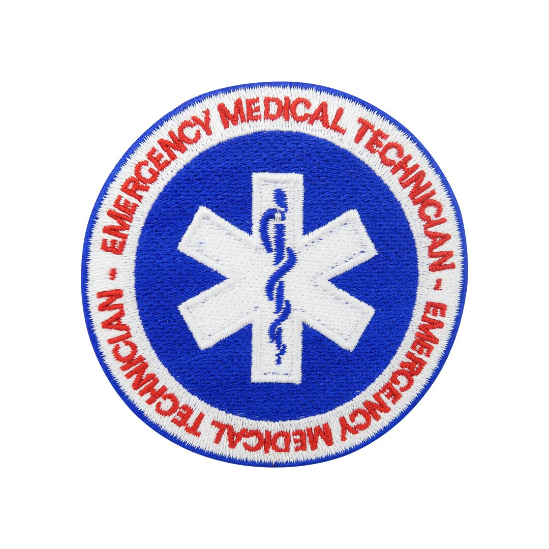 Round Emergency Medical Technician Patch for Ironing on Medic Cross ...