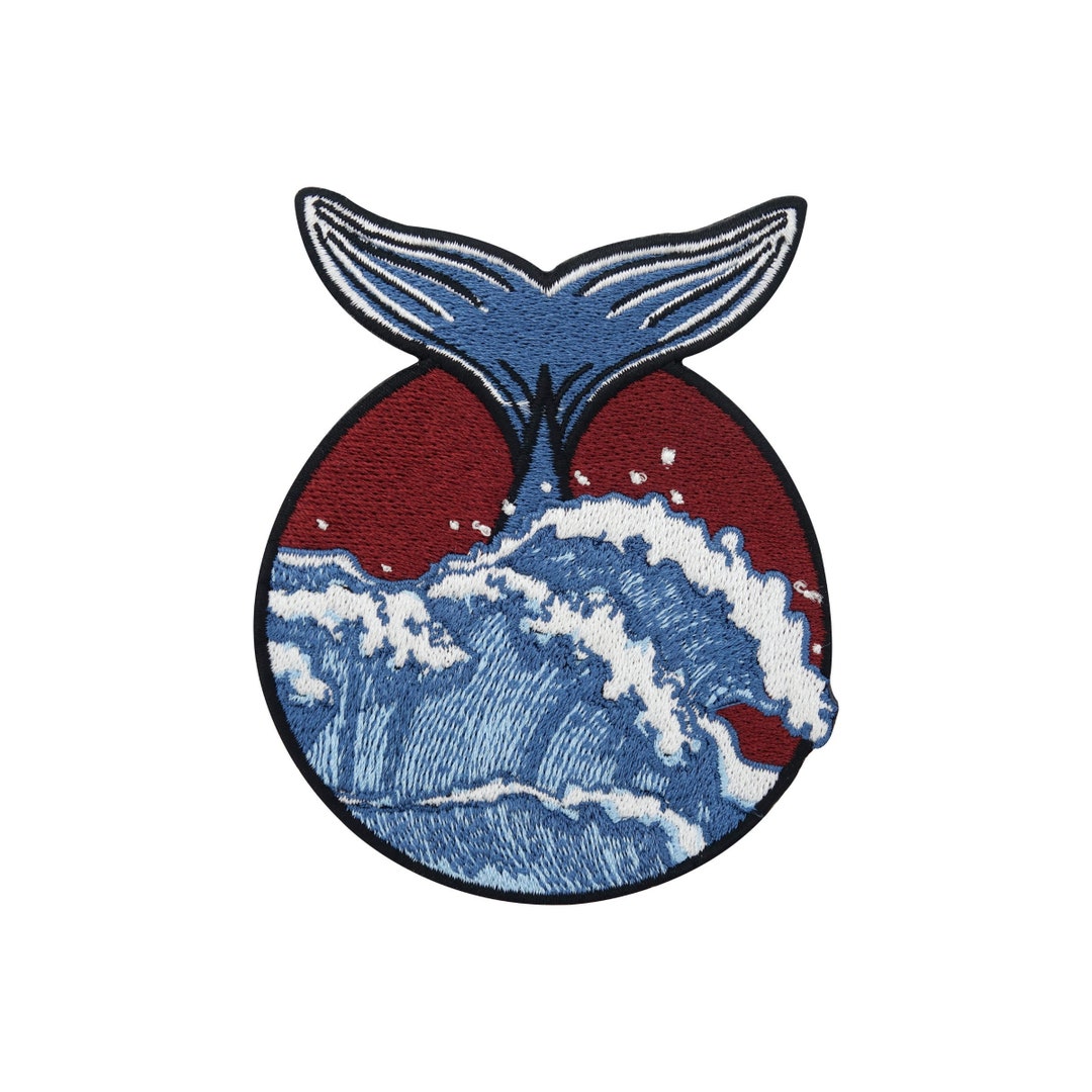 Iron-on Patch Waves & Whale Sea Wave Patches, Anchor Maritime Iron-on ...