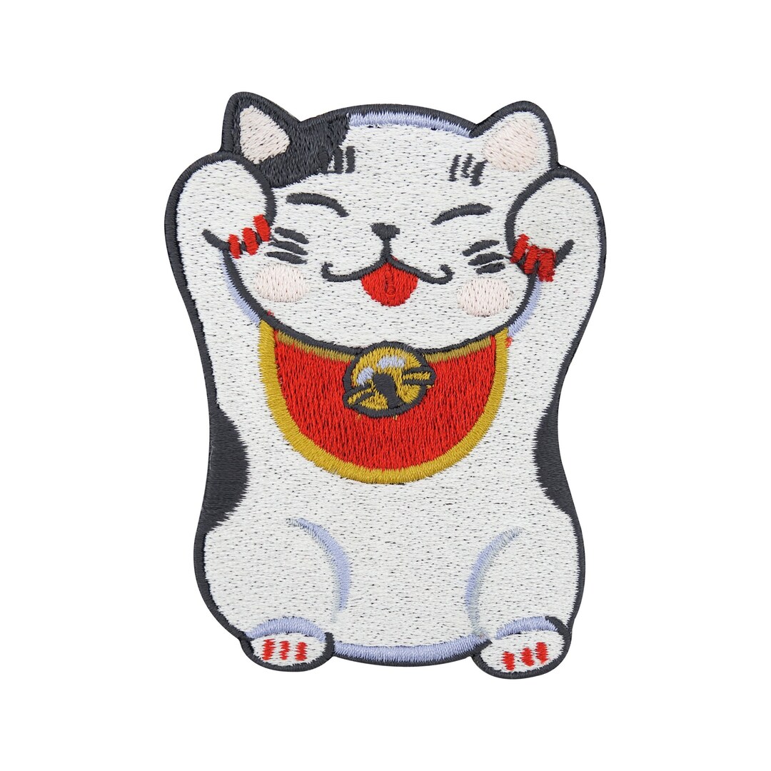 Iron-on Patch Chinese Lucky Cat Kawaii Cat Patches Waving Cat Iron-on ...