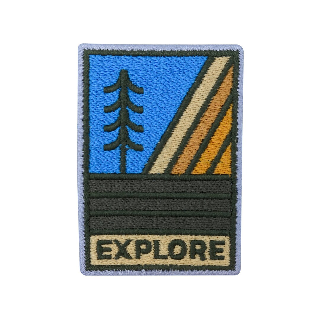 Iron-on Patch Explore Tree | Hiking Outdoor Patches, Trees Mountains ...