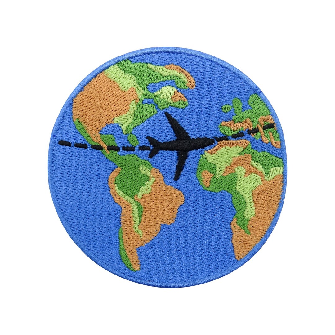 Iron-on or Adhesive Patch - World Travel | Earth Patches World Iron-on ...
