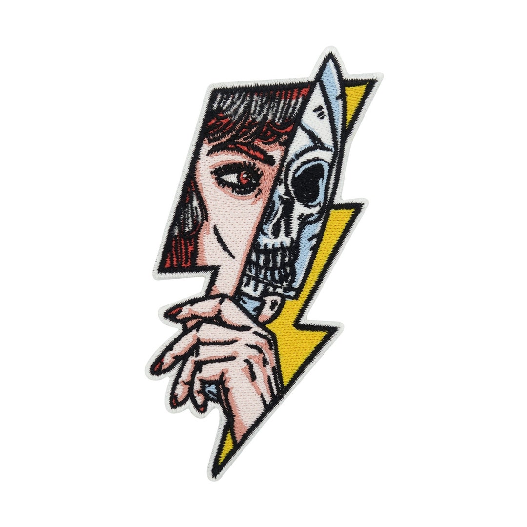 Iron-on Patch Skull Lady Skull Eye Patch, Retro Lightning, Sexy Rocker ...