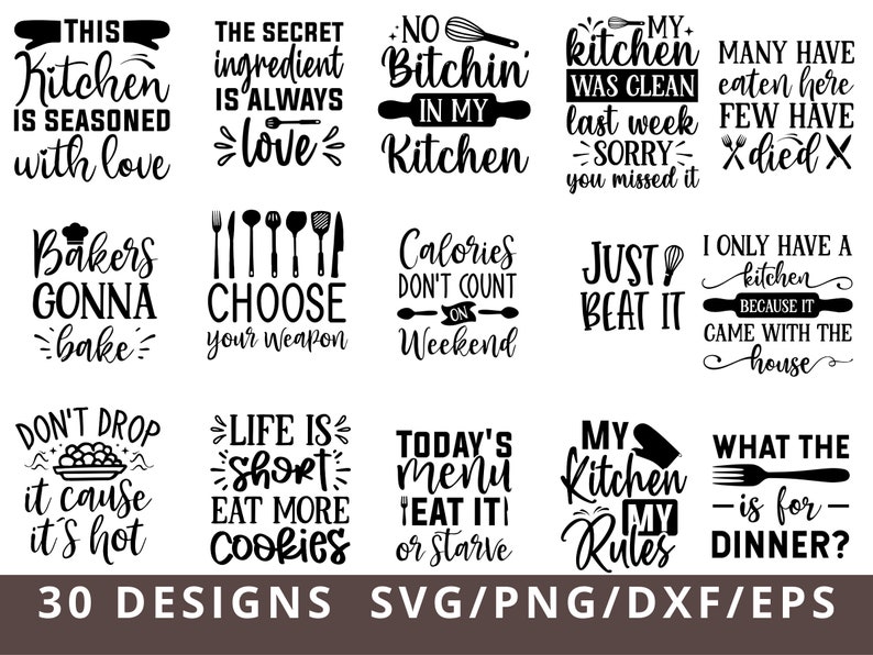 Kitchen Svg Bundle, Funny Kitchen Svg, Baking Svg, Kitchen Quotes Svg ...
