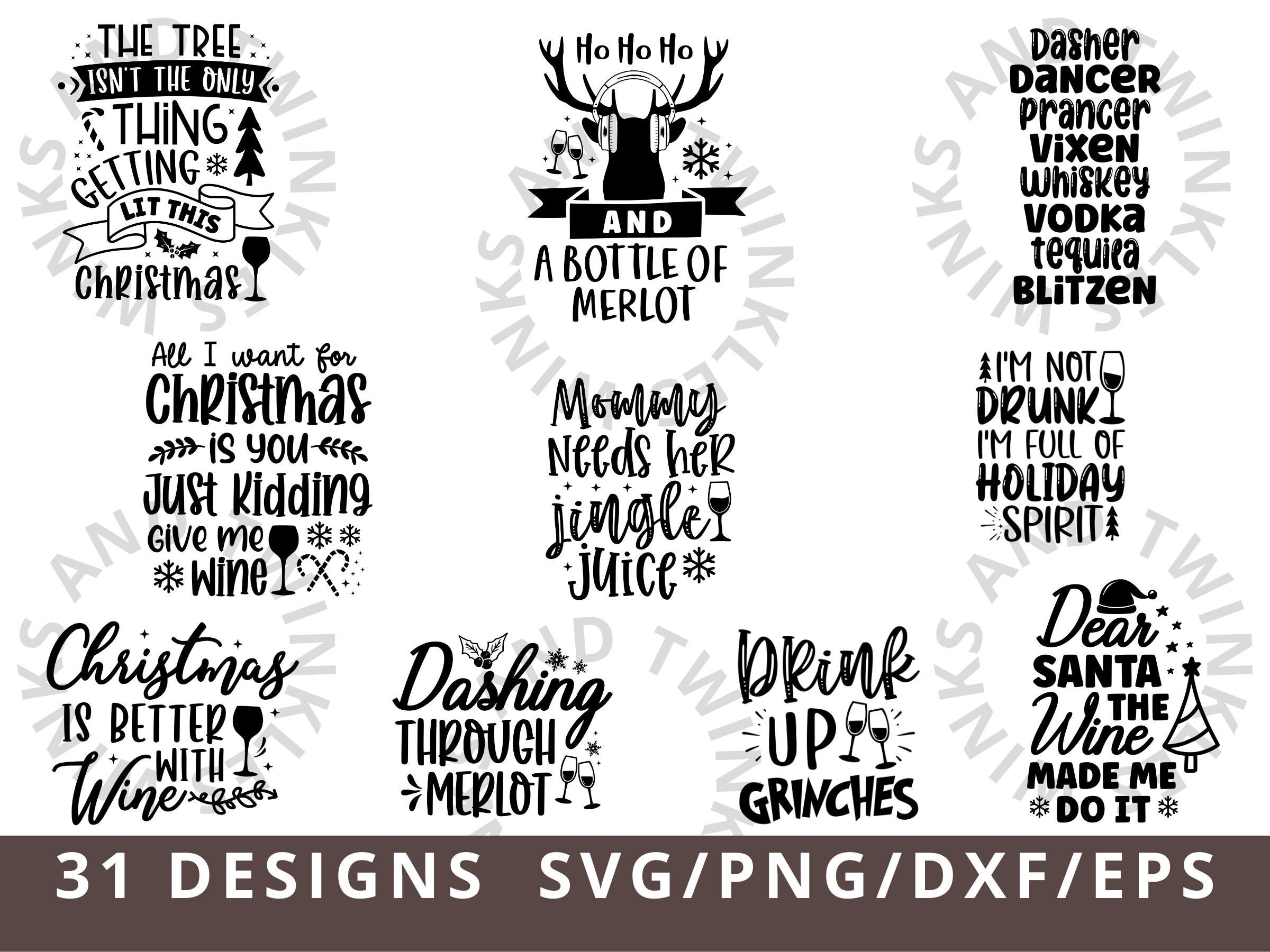 Christmas Wine SVG Bundle, Wine Christmas Svg, Alcohol Christmas Svg ...
