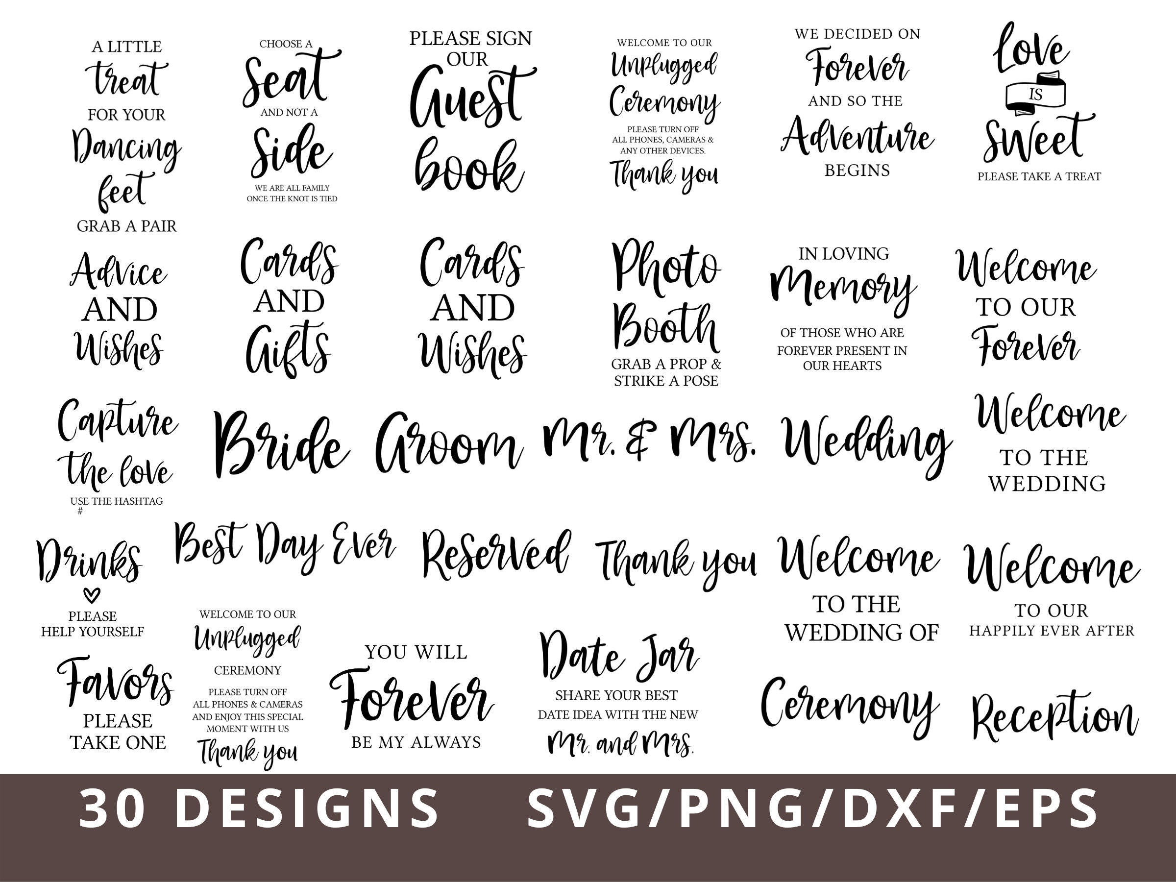 Wedding Sign Svg, Wedding Signs Bundle, Wedding Svg, Cards and Gifts ...