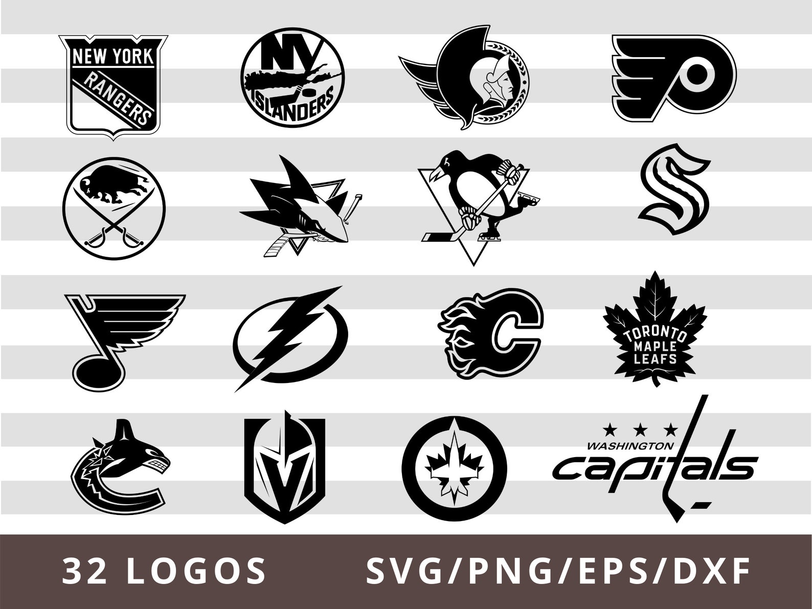 NHL Svg Bundle NHL Team Logos Svg 2021 Nhl Svg Black and White | Etsy