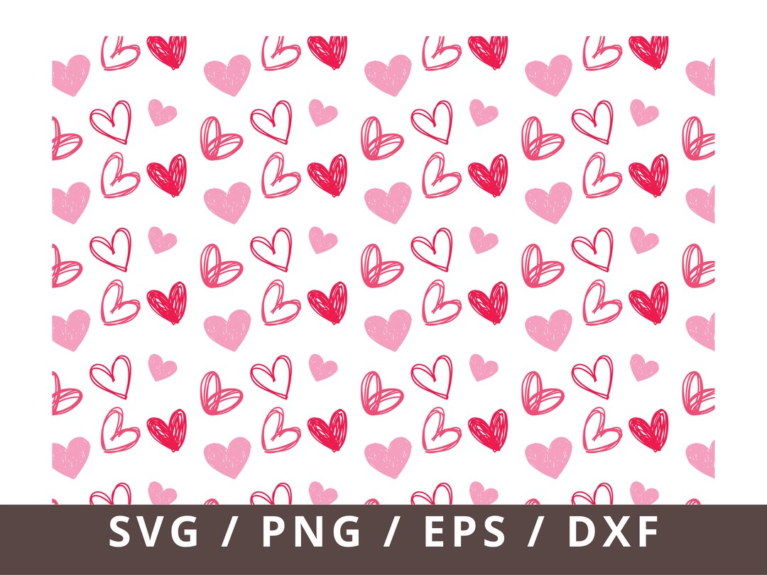 Heart Pattern Svg Dxf Png, Heart Print Svg, Seamless Svg Cut Files ...