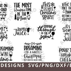 Christmas Wine SVG Bundle, Wine Christmas Svg, Alcohol Christmas Svg ...