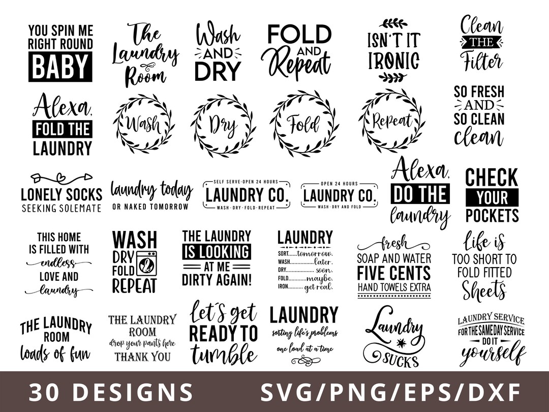 Laundry Svg Bundle, Laundry Room Sign Svg Dxf Eps Png, Wash and Dry Svg ...