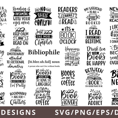 Reading Svg Bundle Book Lover Svg Clipart Librarian Bookish - Etsy
