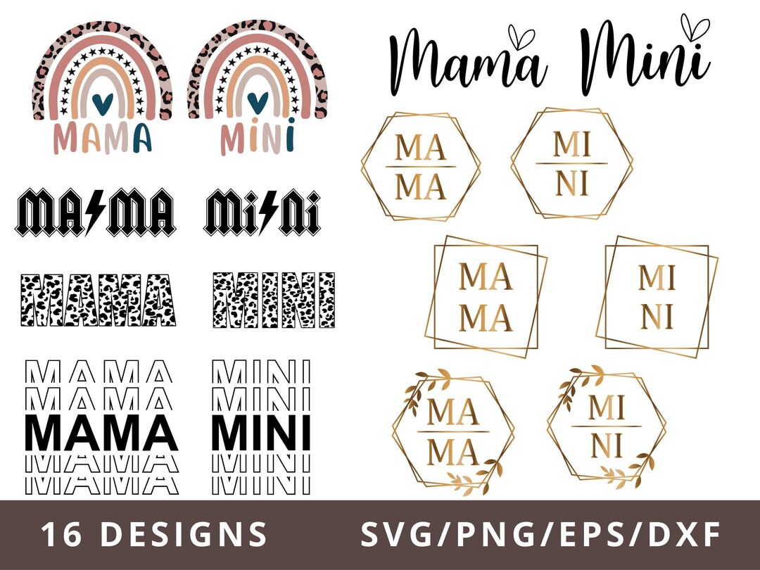 Mama and Mini Svg Bundle, Mommy and Me Svg, Mama Mini Rainbow Svg, Mama ...