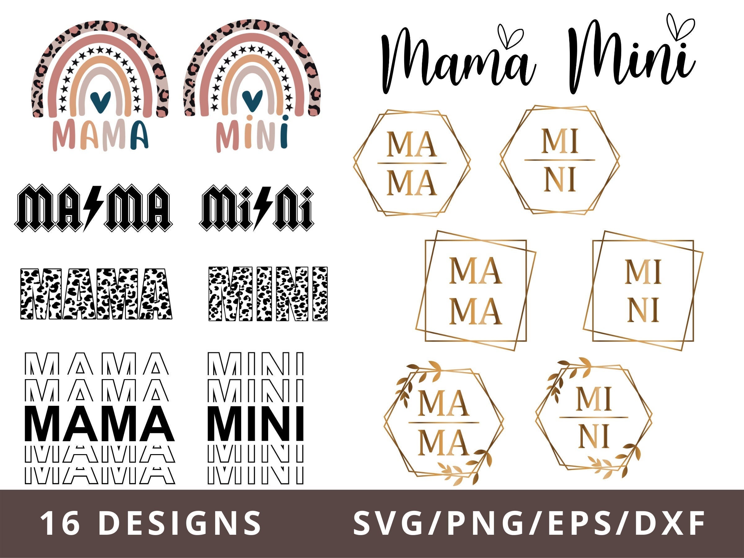 Mama and Mini Svg Bundle Mommy and Me Svg Mama Mini Rainbow - Etsy