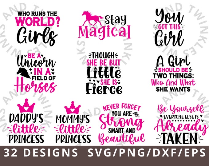 Girl Svg Bundle, Little Girl Svg, Girl Quotes Svg Png, Little Girl Room ...