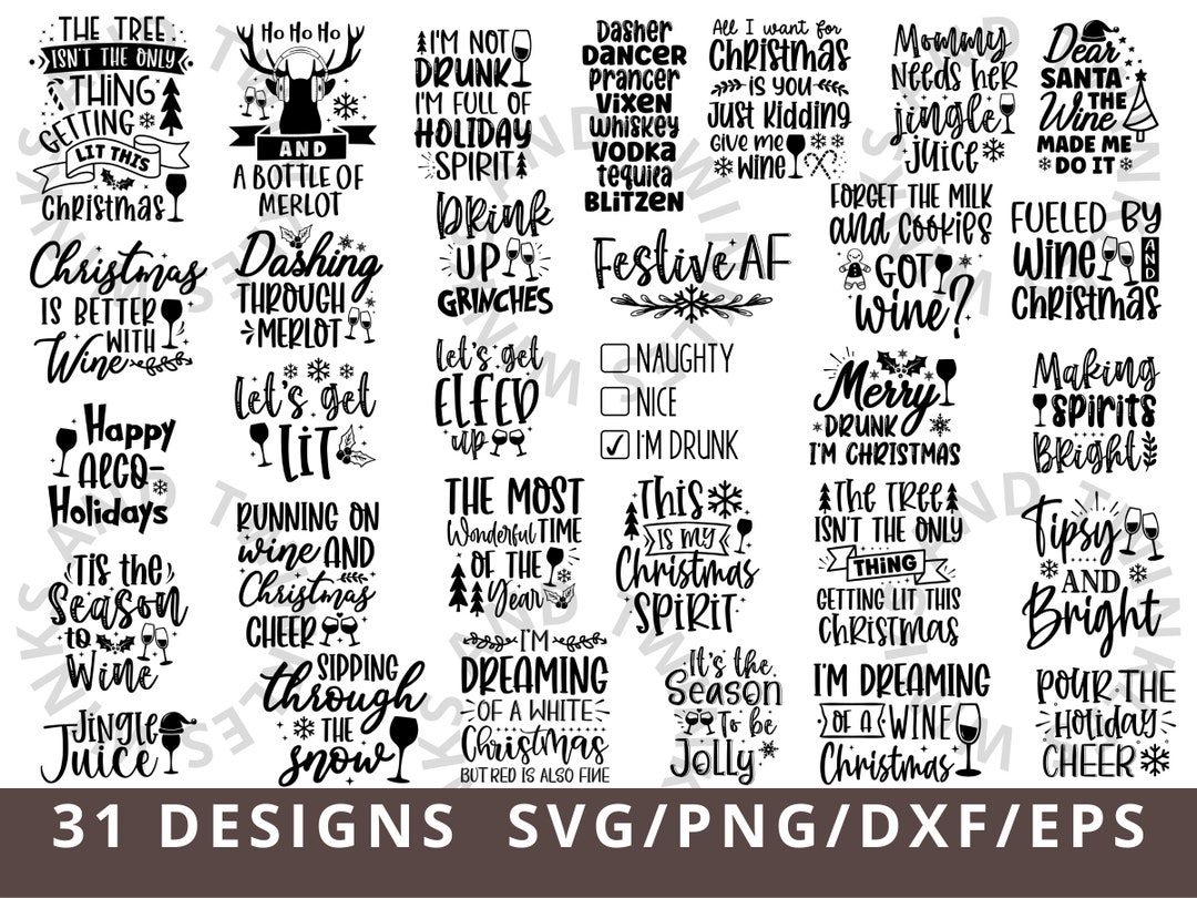 Christmas Wine SVG Bundle, Wine Christmas Svg, Alcohol Christmas Svg ...
