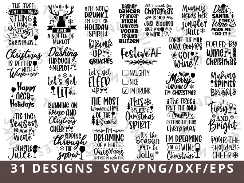 Christmas Wine SVG Bundle, Wine Christmas Svg, Alcohol Christmas Svg ...