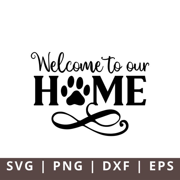 Welcome With Paw Print Svg - Etsy