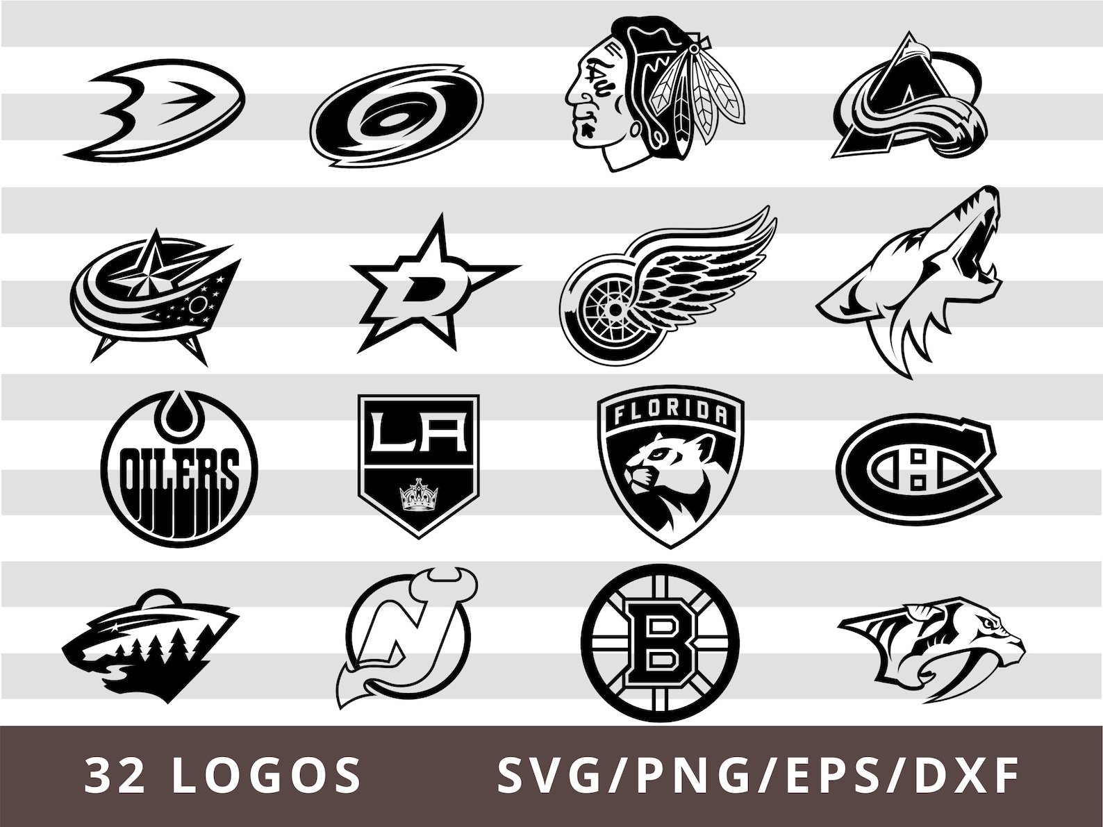 NHL Svg Bundle NHL Team Logos Svg 2021 Nhl Svg Black and White | Etsy