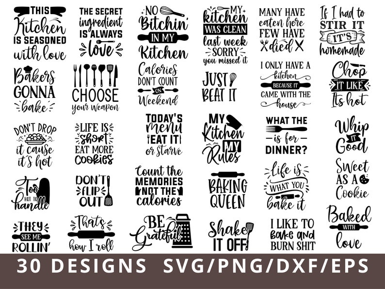 Kitchen Svg Bundle, Funny Kitchen Svg, Baking Svg, Kitchen Quotes Svg ...