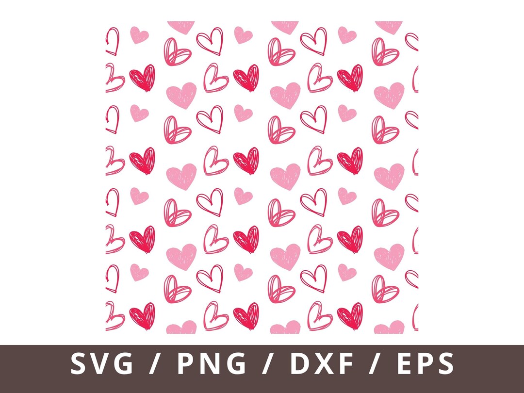 Heart Pattern Svg Dxf Png, Heart Print Svg, Seamless Svg Cut Files ...
