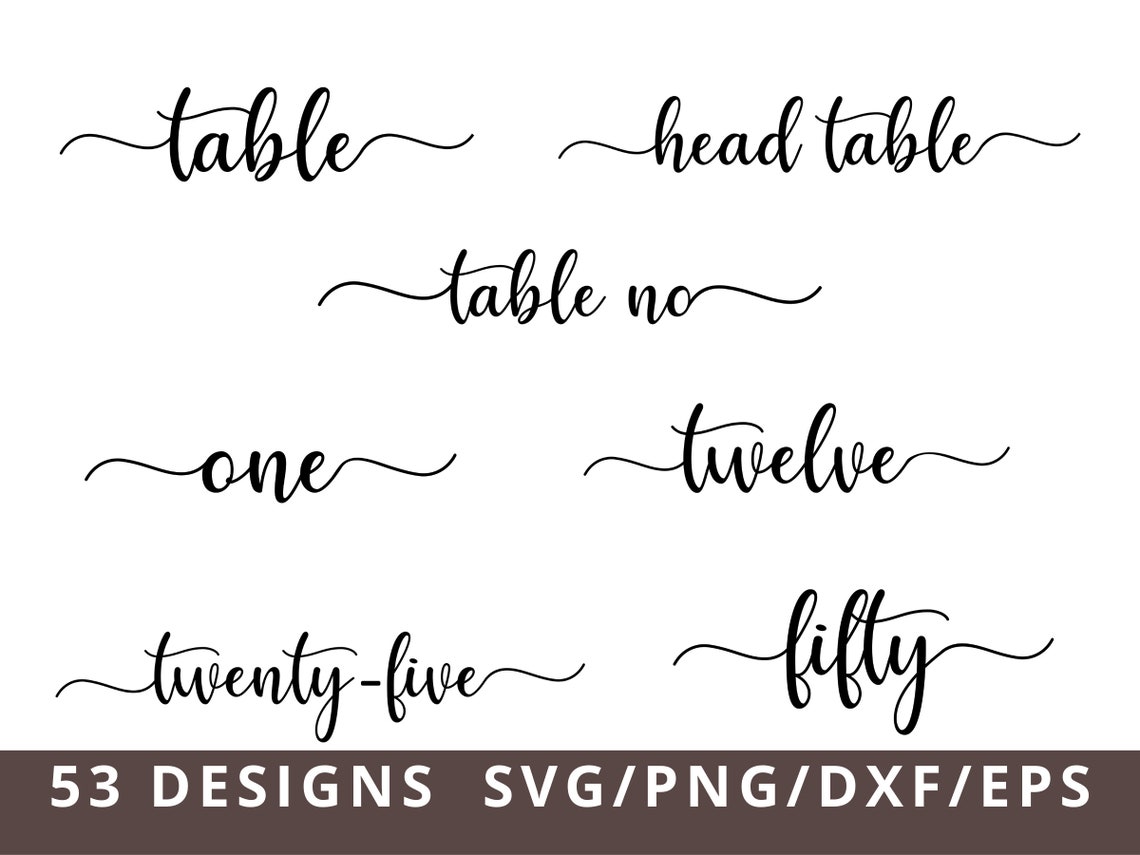 Table Number Svg Wedding Table Numbers Svg Dxf Png Numbers - Etsy