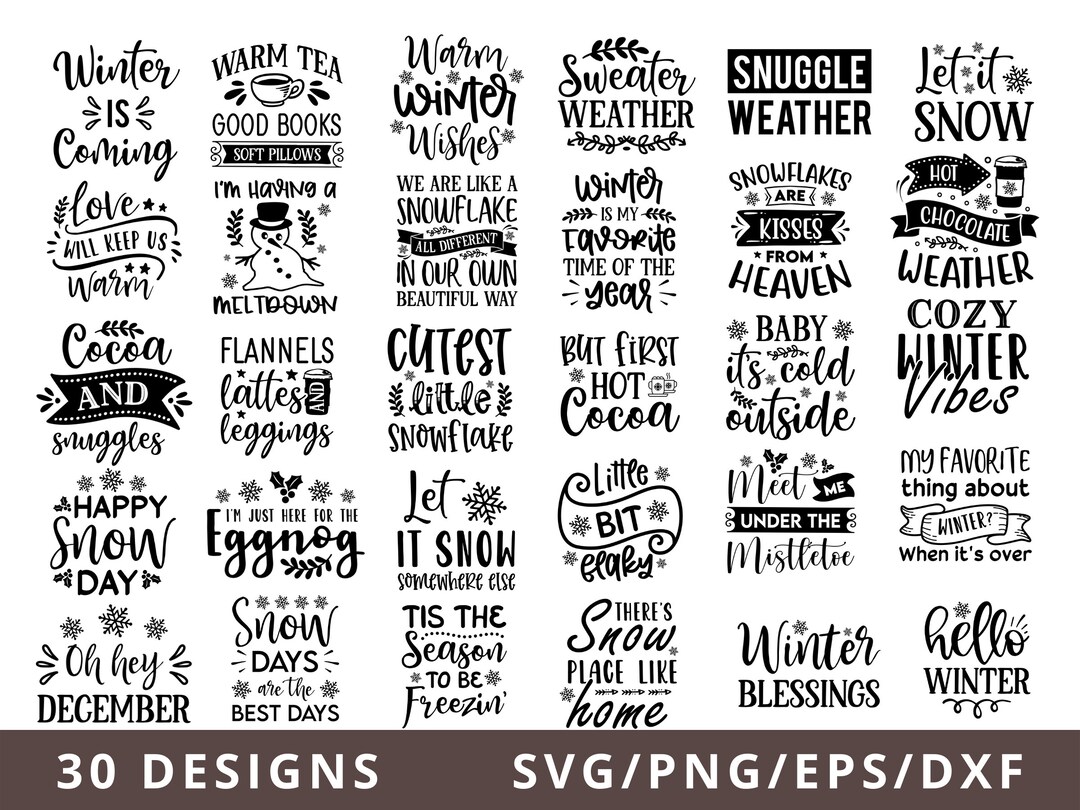 Winter Svg Bundle, Holiday Svg, Snow Svg, Sweater Weather Svg, Winter ...