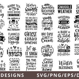 Winter Svg Bundle, Holiday Svg, Snow Svg, Sweater Weather Svg, Winter ...