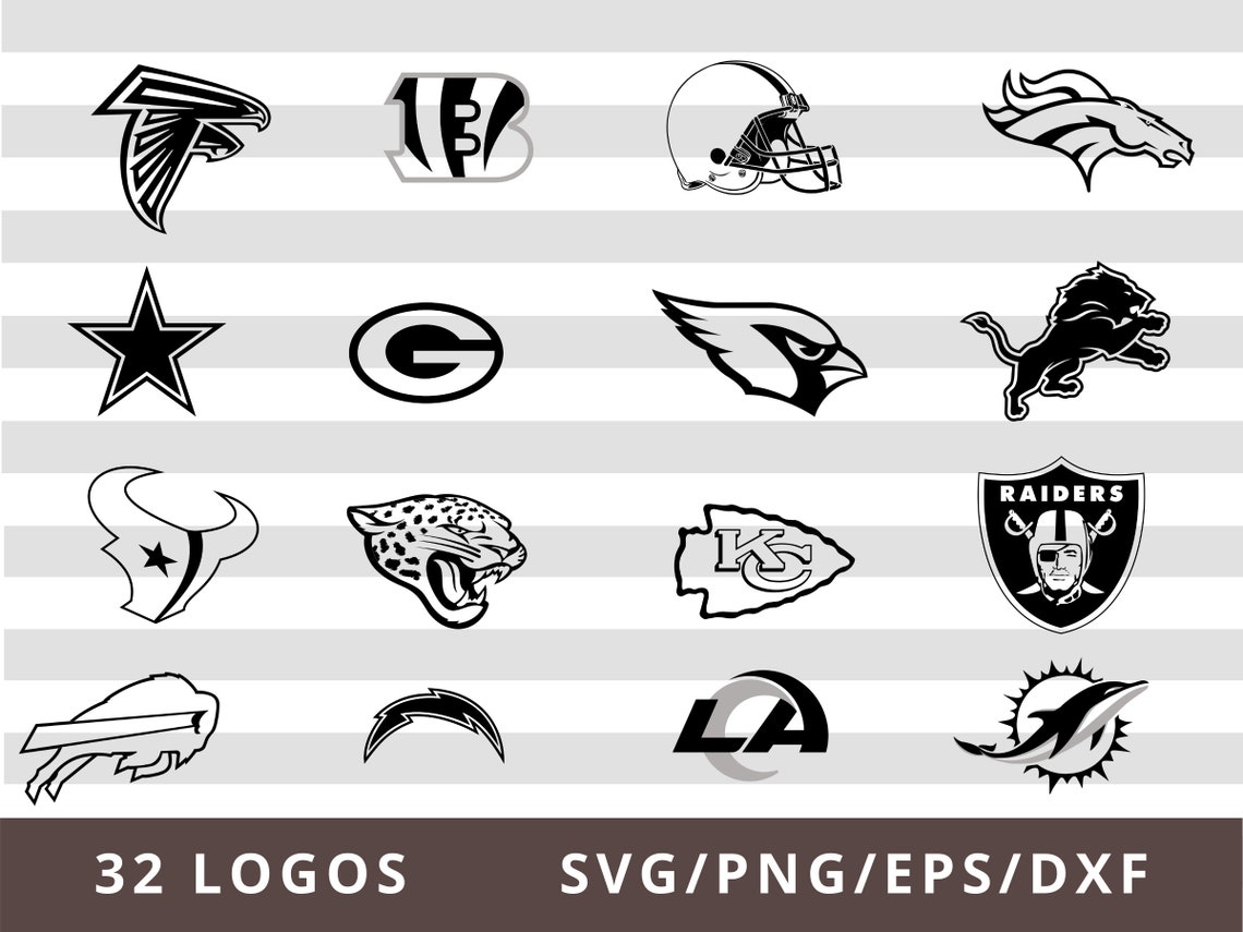 NFL Svg Nfl Team Logo Svg Black and White Nfl Svg Bundle | Etsy