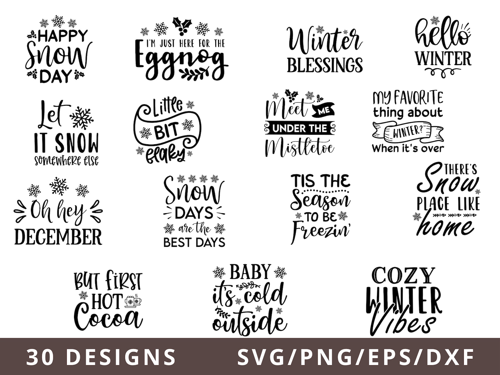 Winter Svg Bundle, Holiday Svg, Snow Svg, Sweater Weather Svg, Winter ...