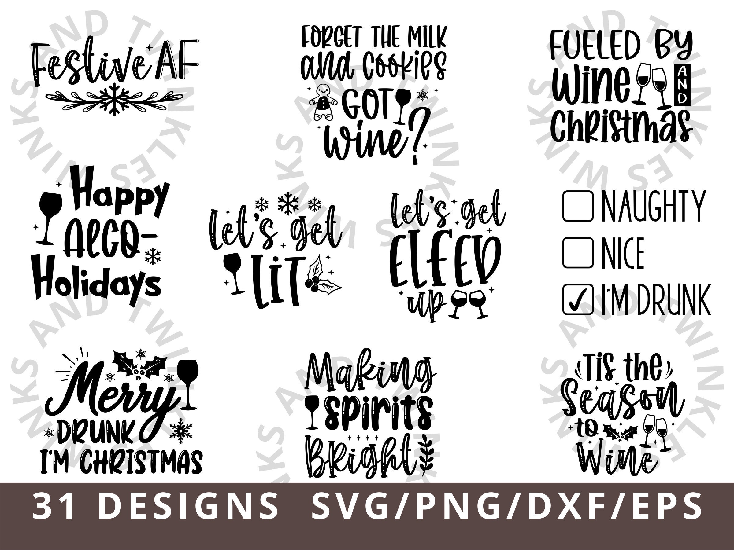 Christmas Wine SVG Bundle, Wine Christmas Svg, Alcohol Christmas Svg ...