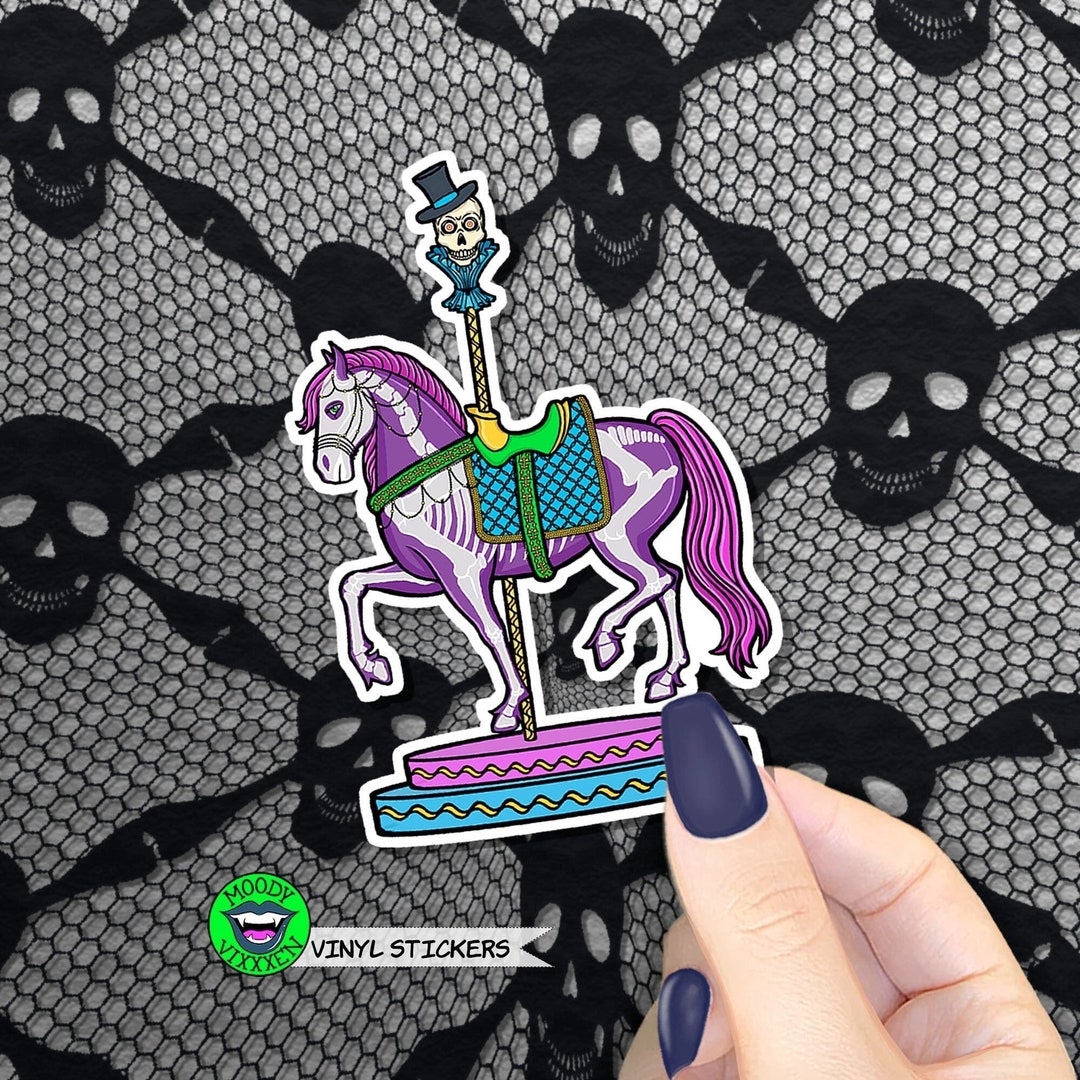 Carousel Horse Skeleton Sticker Retro Spooky Wicked Carnival Creepy ...