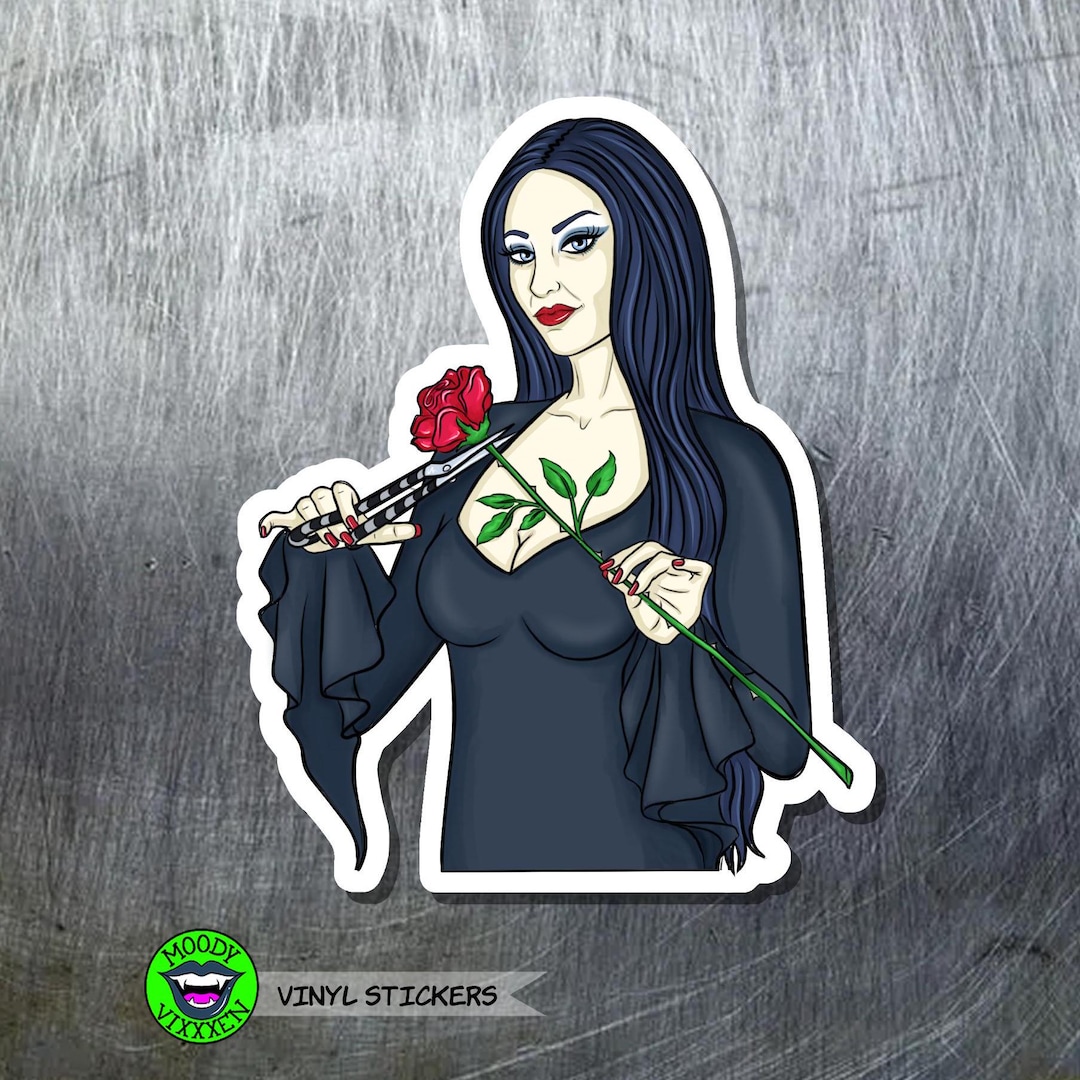 Morticia Addams Family Stickers by Moody Vixxxen Goth Girl Die Cut ...