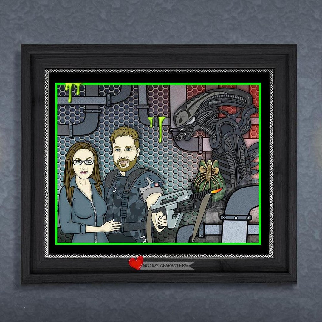Aliens Xenomorph Custom Portrait Hand Drawn Movie Fan Art Creepy ...