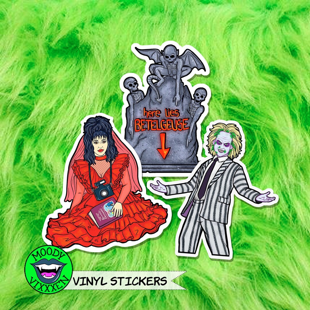 Beetlejuice Sticker Set the Ghost With the Most Tombstone Lydia Deetz ...