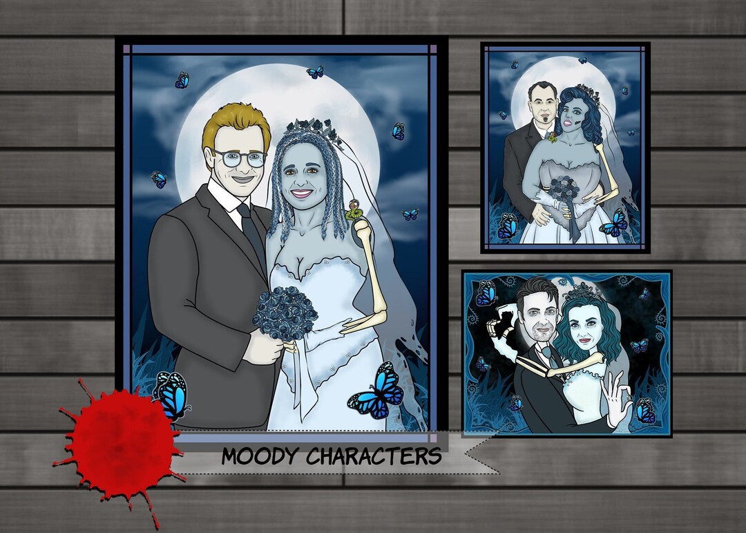 Corpse Bride Custom Portrait Hand Drawn Your Photos to Fan Art - Etsy